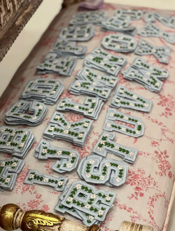 Hand Embroidered Linen Patch - Hibiscus Linens